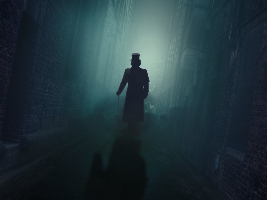 Free download | HD PNG silhouette lane night fog shadow hat cane walk ...