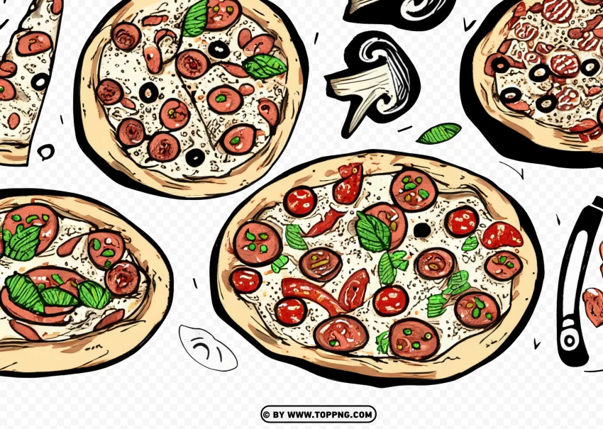 Free download | HD PNG sketchy pizza toppings vector illustration ...