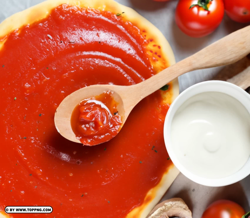 Free download | HD PNG spreading fresh tomato sauce on pizza dough ...