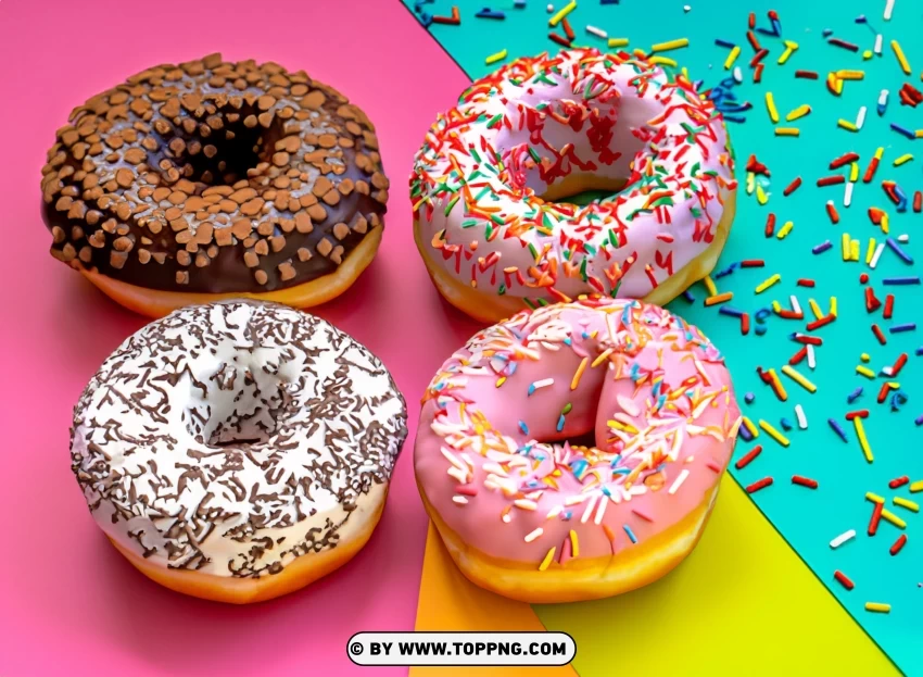 Free download | HD PNG sprinkled round donuts on bright multi colored ...
