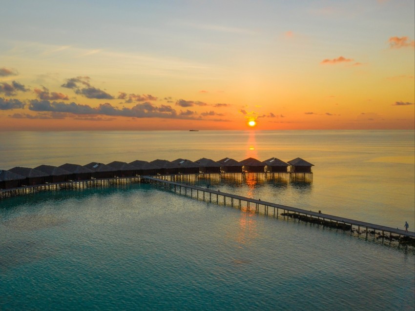 Free download | HD PNG sunset ocean bungalow sun pier beach vacation 4k ...