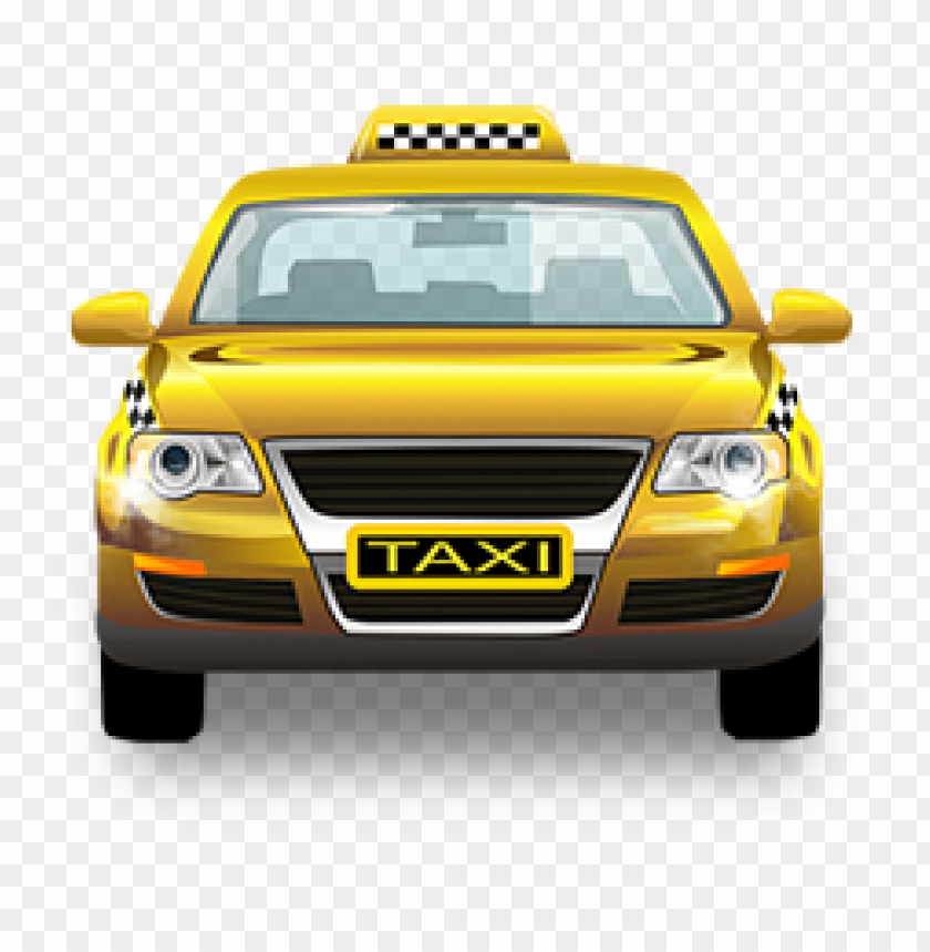 Free Download HD PNG Yellow Taxi Car Front View With Sign Image ID
