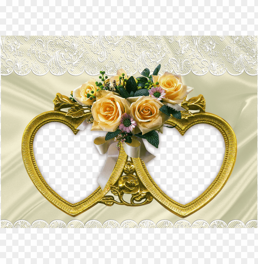 Free download | HD PNG transparent frame with two hearts and bouquet of ...