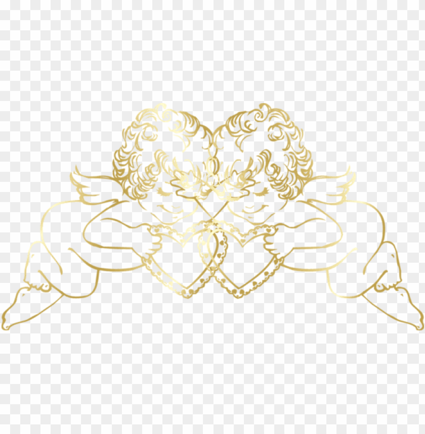 Free download | HD PNG transparent gold angels with hearts decorative ...