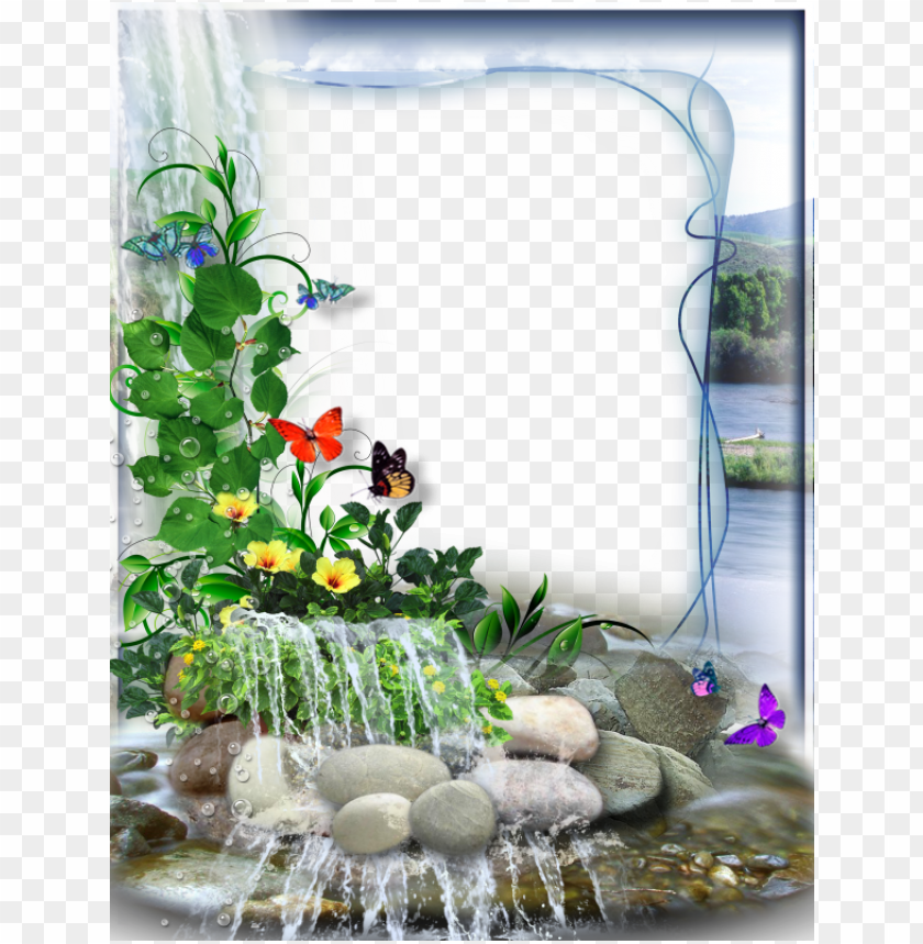 Free download | HD PNG transparent photo frame with small waterfall ...