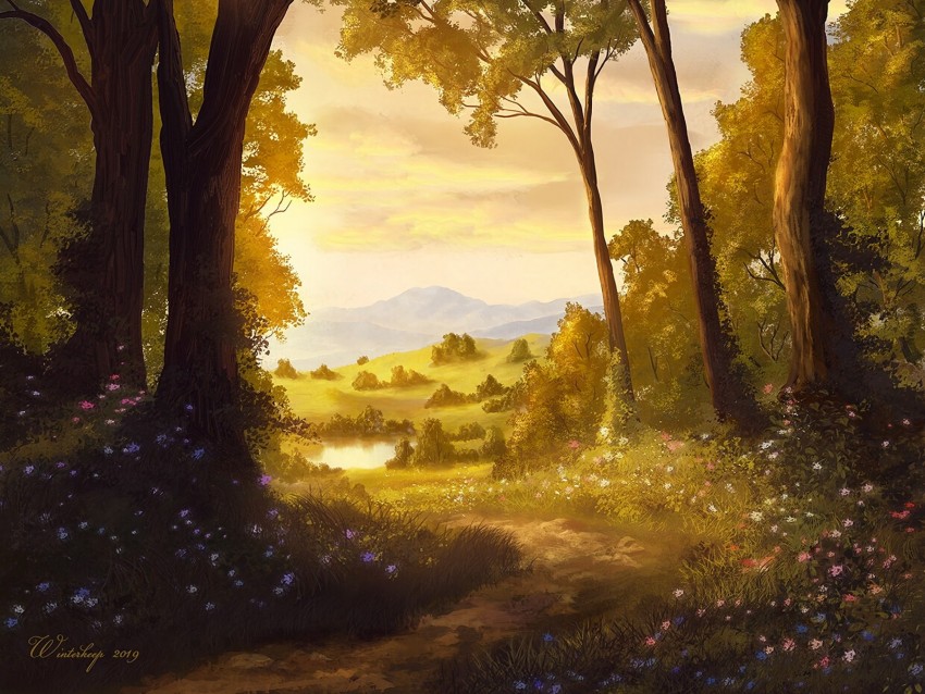 Free download | HD PNG trees path landscape light art 4k wallpaper | TOPpng