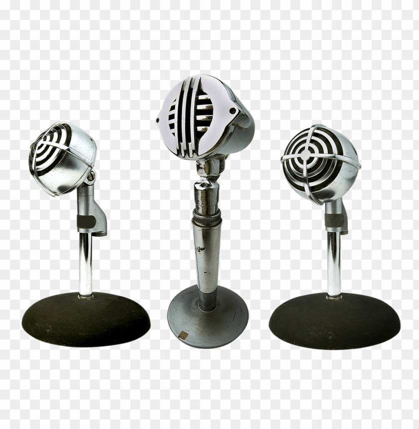 Free download | HD PNG trio of retro microphones on stands | TOPpng