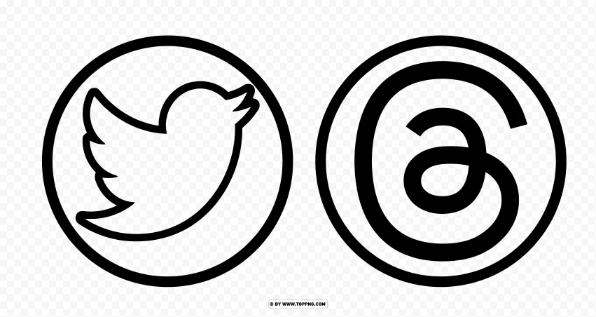 Free download | HD PNG twitter and threads outline circle logo black png - Image ID 490125 | TOPpng