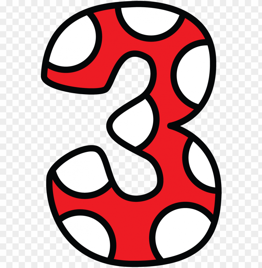 Free download | HD PNG cartoon number three with red and white polka ...