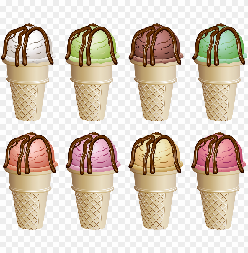 Free download | HD PNG set of six ice cream cones with toppings PNG ...