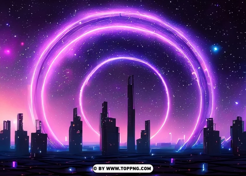 Free download | HD PNG vivid cyber metropolis with glowing pink purple ...