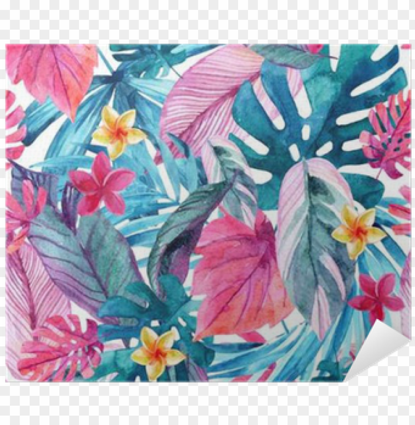 Free download | HD PNG watercolor tropical leaves and flowers PNG ...