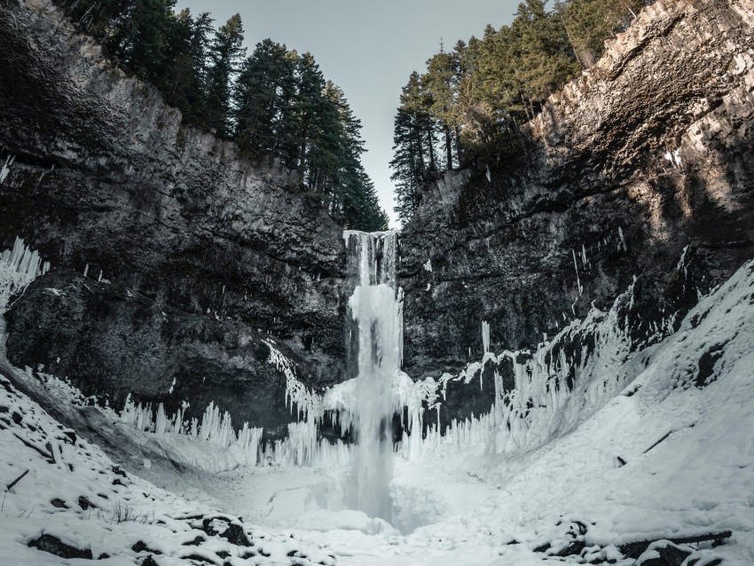 Free download | HD PNG waterfall ice snow cliff trees 4k wallpaper | TOPpng