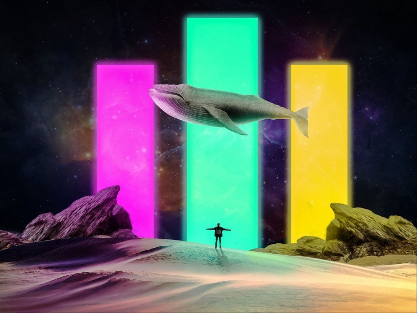 Free download | HD PNG whale man illusion desert art 4k wallpaper | TOPpng