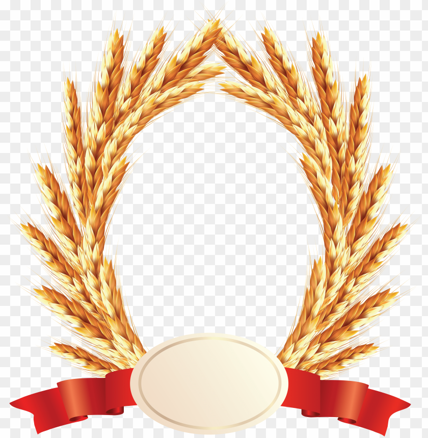 Free download | HD PNG PNG image of golden wheat wreath with red ribbon ...