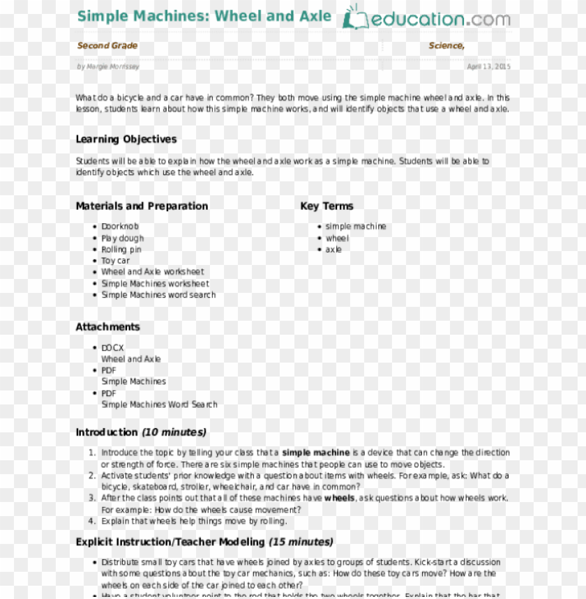 Free download | HD PNG wheel and axle lesson plan about parts of the ...