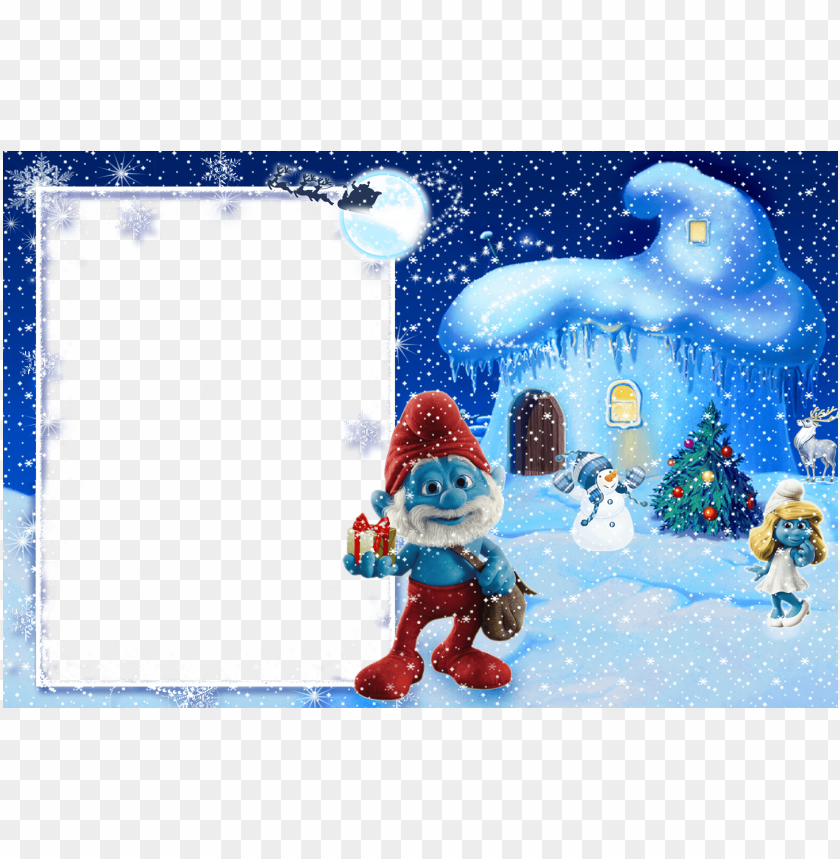 Free download | HD PNG winter holiday kids png smurf frame background ...