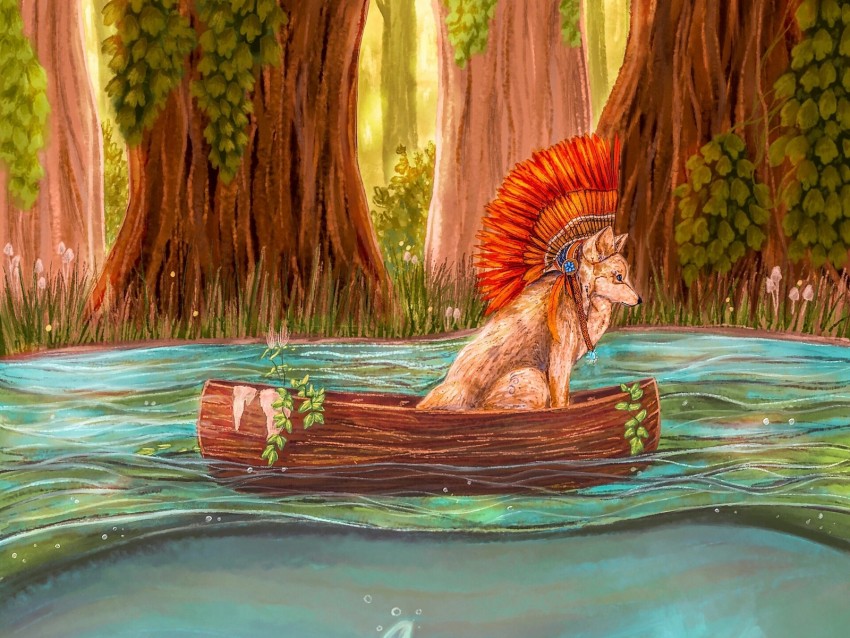 Free download | HD PNG wolf boat art river 4k wallpaper | TOPpng