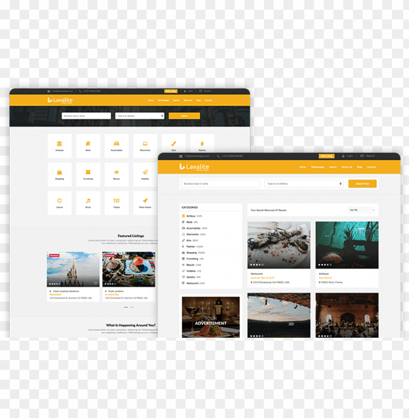 Free download | HD PNG yellow pages website script in php laravel ph ...
