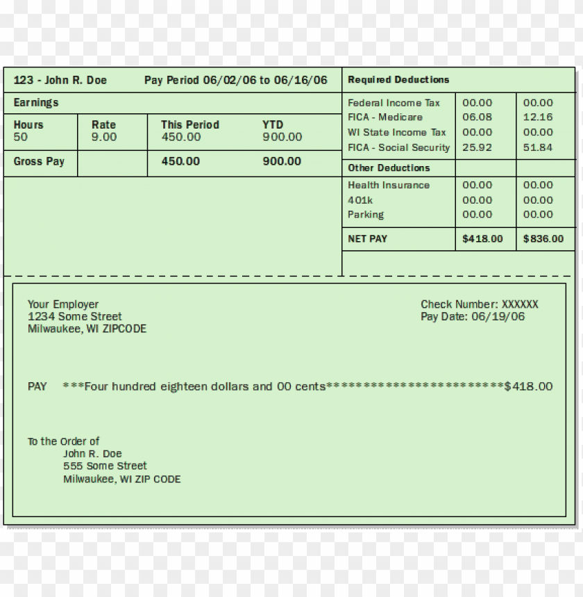 Payroll Check Template Free PDF Template