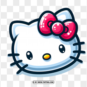 Hello Kitty Face Logo With Pink Bow On Transparent | TOPpng